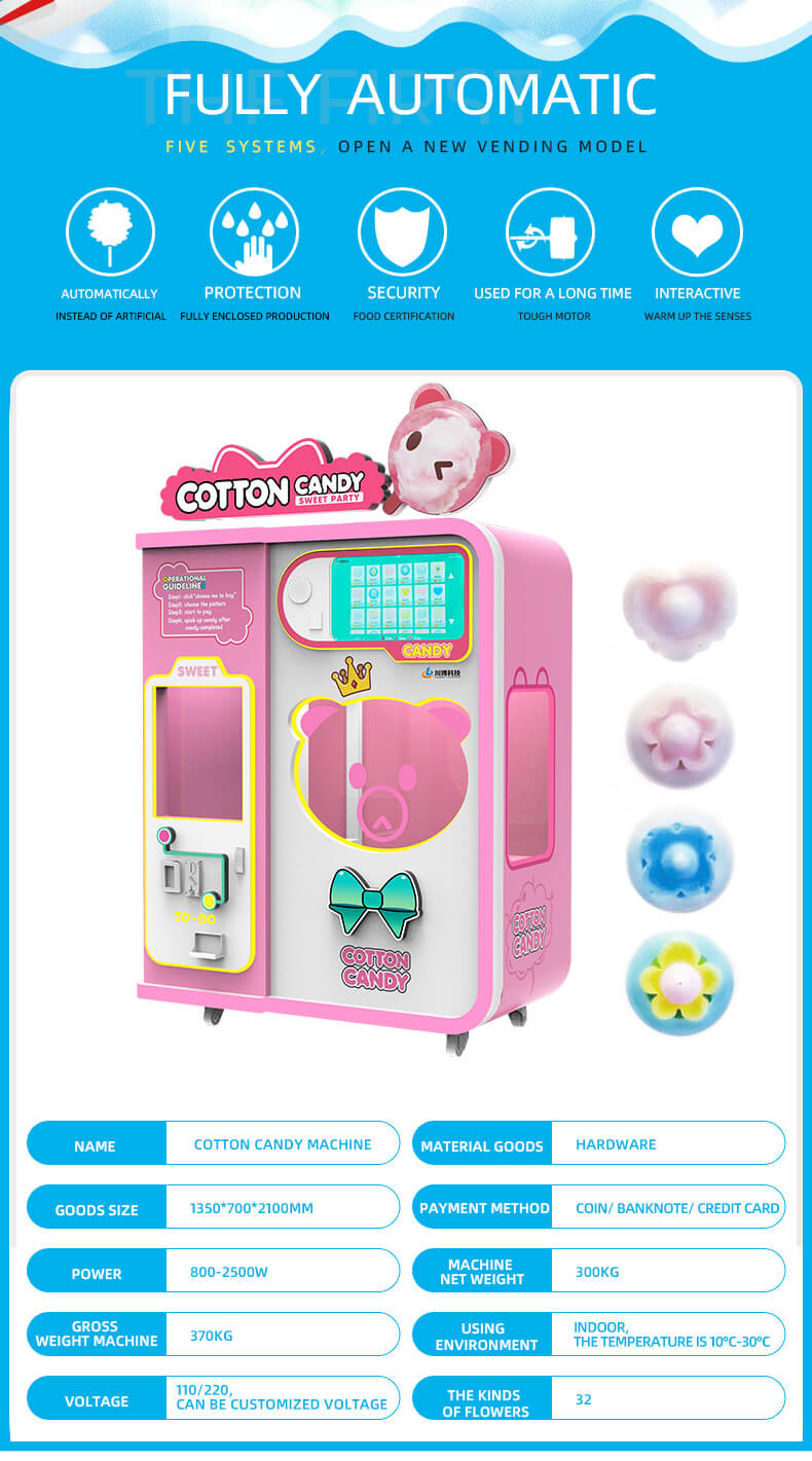 Factory Commercial Automatic Robot Sweet Cotton Candy Vending Machine ...